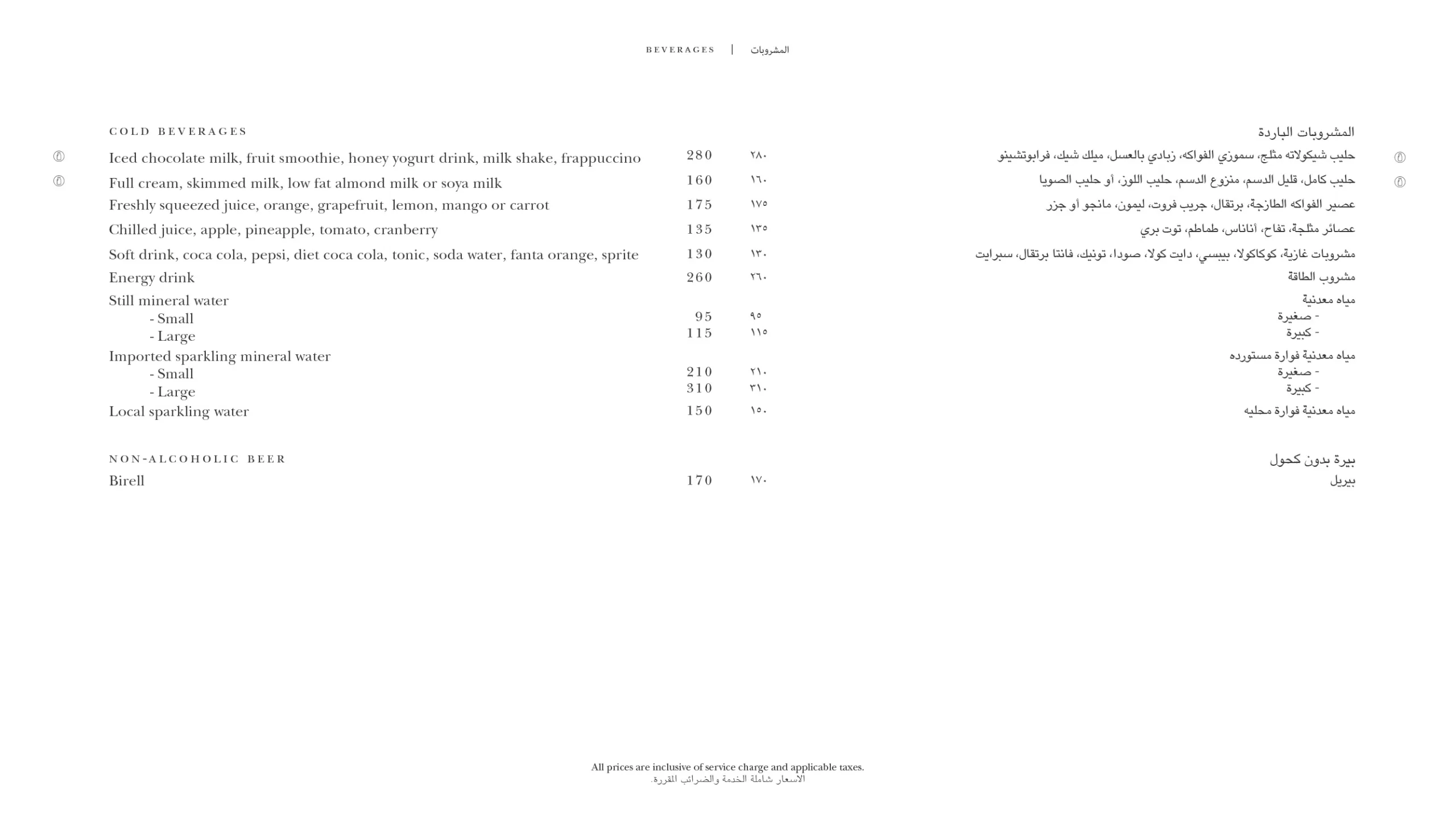Room Service Menu - InterContinental Cairo Citystars